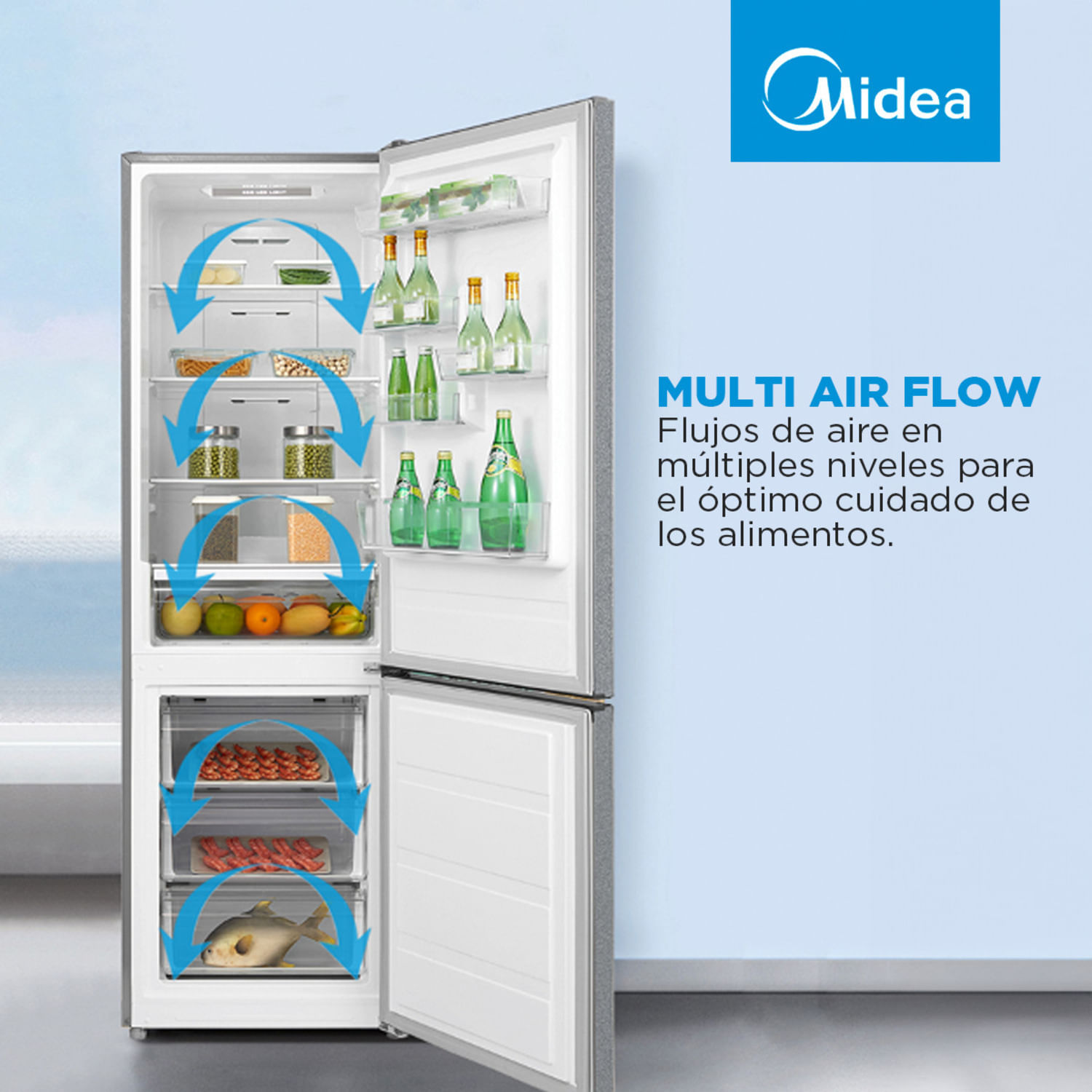 Refrigerador Bottom Freezer No Frost Light Silver 310 lts | Midea